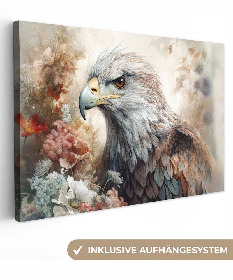 Onemillioncanvasses® Leinwandbild Adler Adler Vogel Blumen