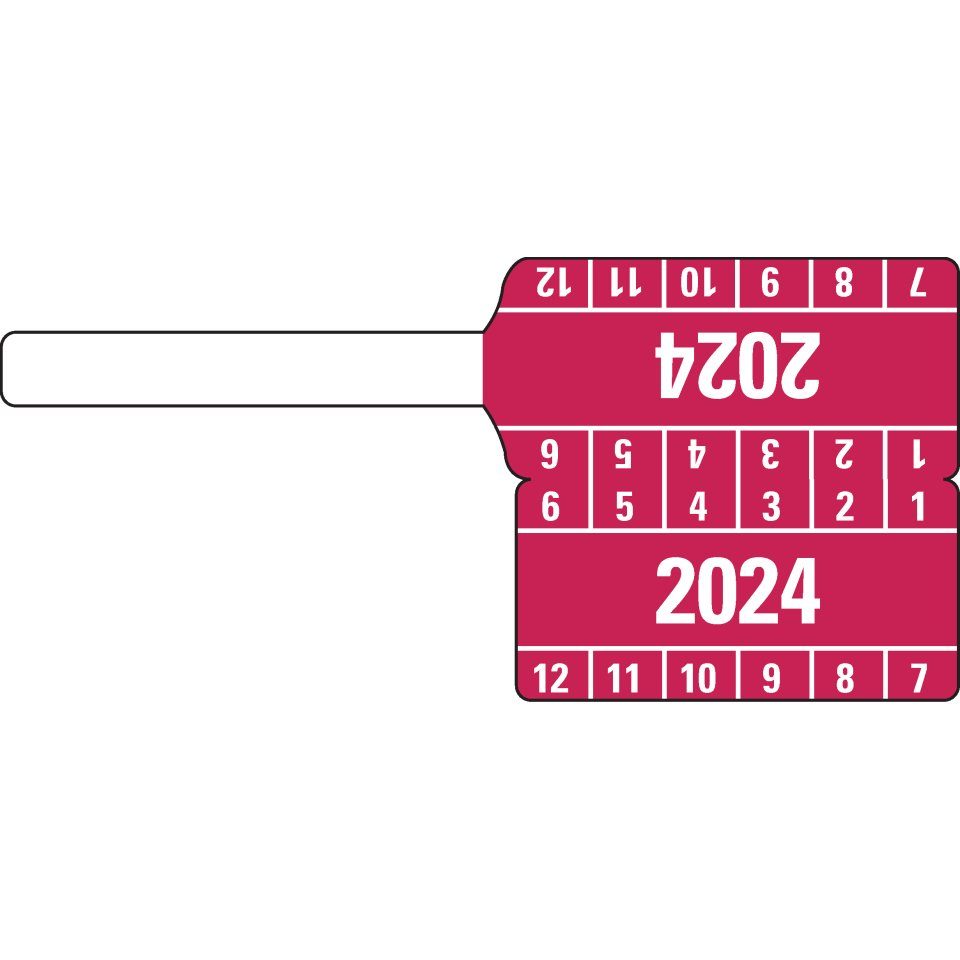 König Werbeanlagen Hinweisschild Kabelprüfplakette 2024, rot, Folie, selbstklebend, 65x30mm, 10 ...