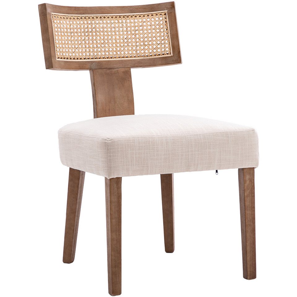 Wahson Office Chairs Esszimmerstuhl 2er Set Leinen Küchenstuhl Rattan