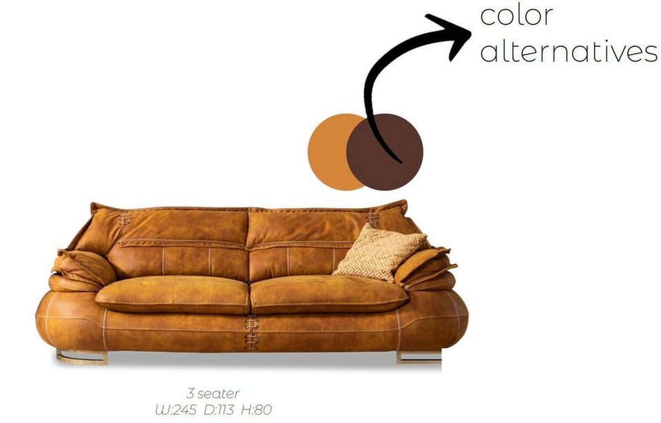 Jvmoebel Sofa Dreisitzer Luxus 3 Sitzer Couch Polster Klassisch Sitz