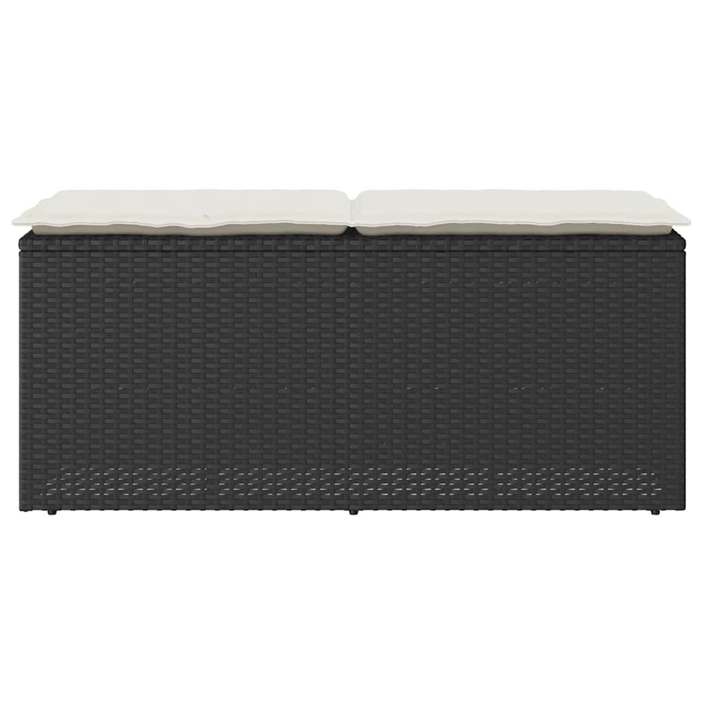 vidaXL Gartenbank Gartenbank mit Kissen Schwarz 110x40x44 cm Poly ...
