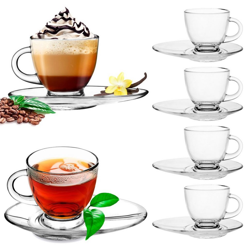 PLATINUX Latte-Macchiato-Glas Kaffeegläser, Glas, mit Griff und ... PLATINUX Latte-Macchiato-Glas Kaffeegläser, Glas, mit Griff und ...