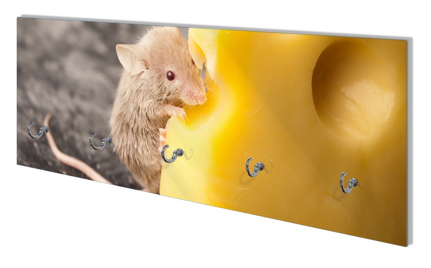 Wallario Wandgarderobe Süße Maus Knabbert An Einem Käse In Der Küche 1