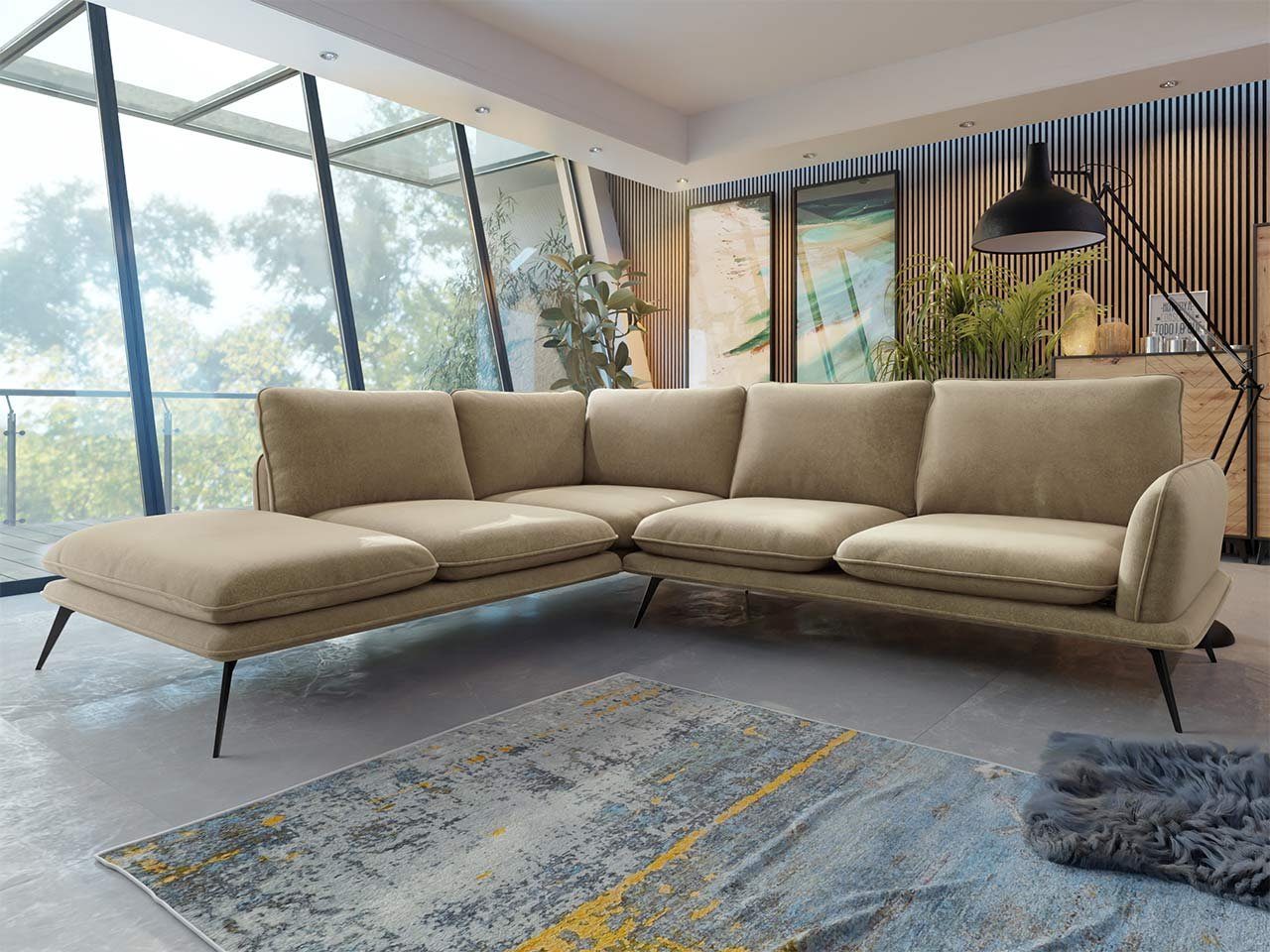 MIRJAN24 Ecksofa Portimao, Polsterecke Sofa, Farbauswahl Couchgarnitur ...