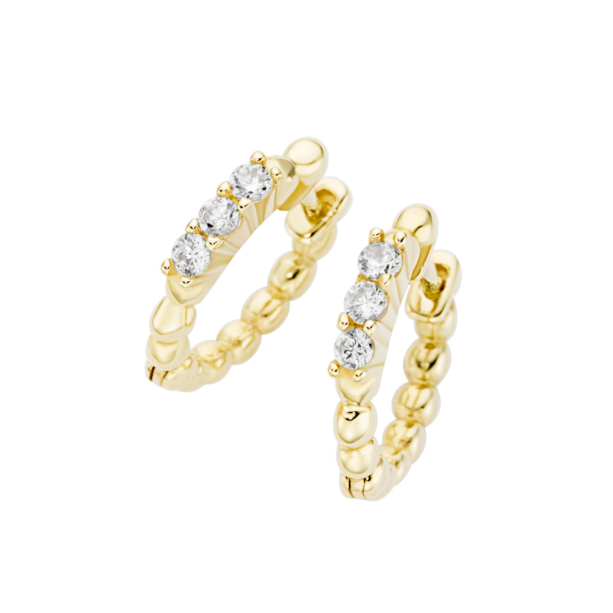 Luigi Merano Paar Creolen in Kugel-Design mit Zirkonia, Gold 375