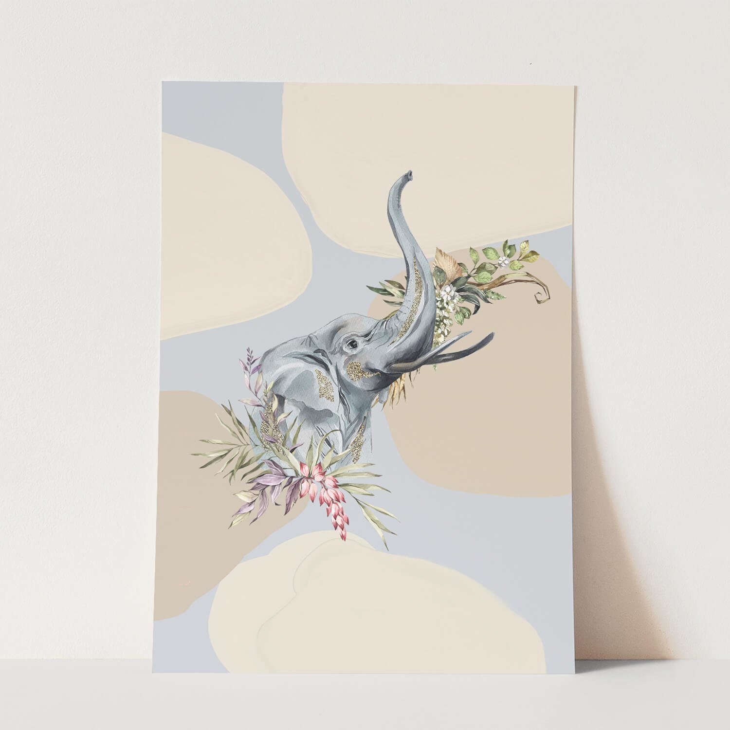 Sinus Art Wandbild Wandbild Tier Motiv Kleiner Elefant Pflanzen