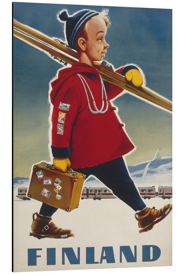 Posterlounge Alu Dibond Druck Vintage Ski Collection Finland Ski 1957