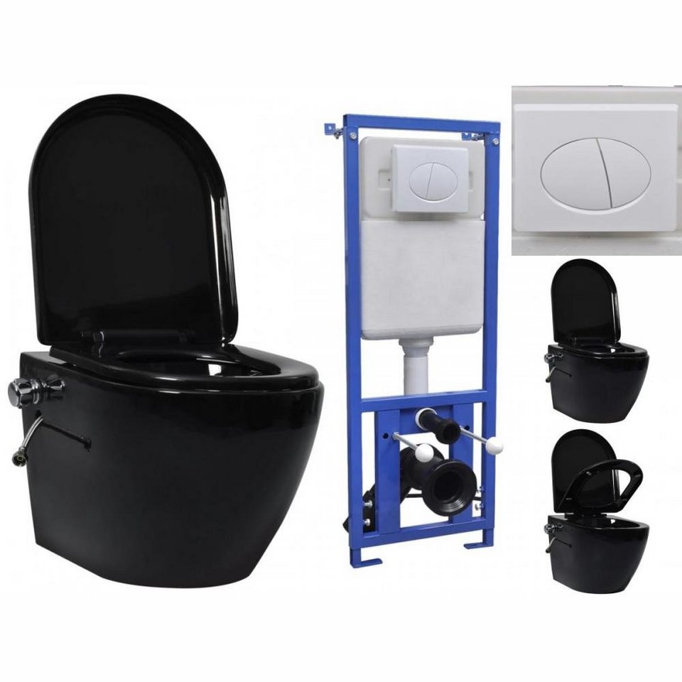 Vidaxl Tiefspül Wc Wand Wc Ohne Spülrand Mit Einbau Spülkasten Keramik