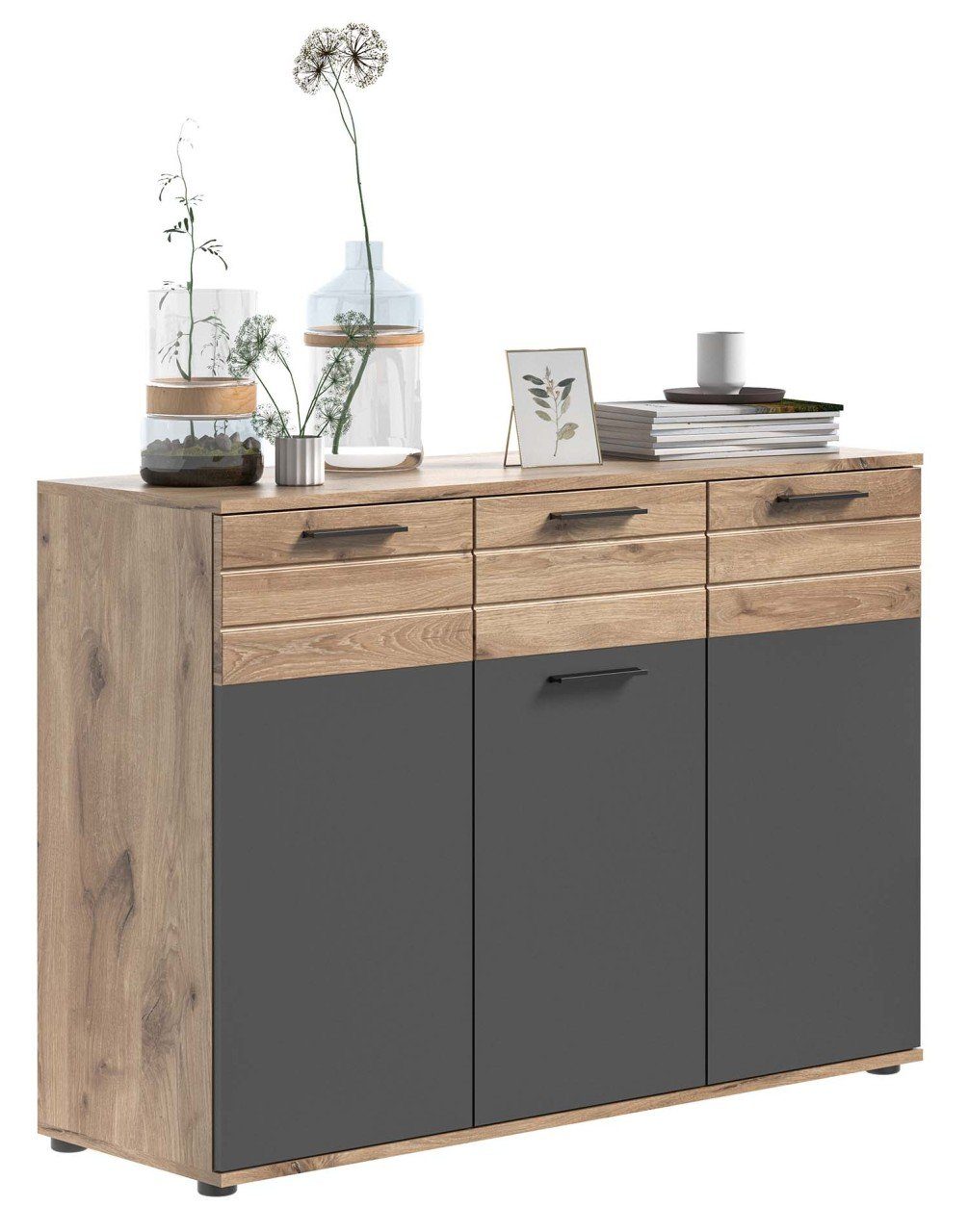 xonox.home Sideboard Mason (Kommode 3-türig mit Schublade, 120 x 87 cm), 8 Fächer, Soft-Close