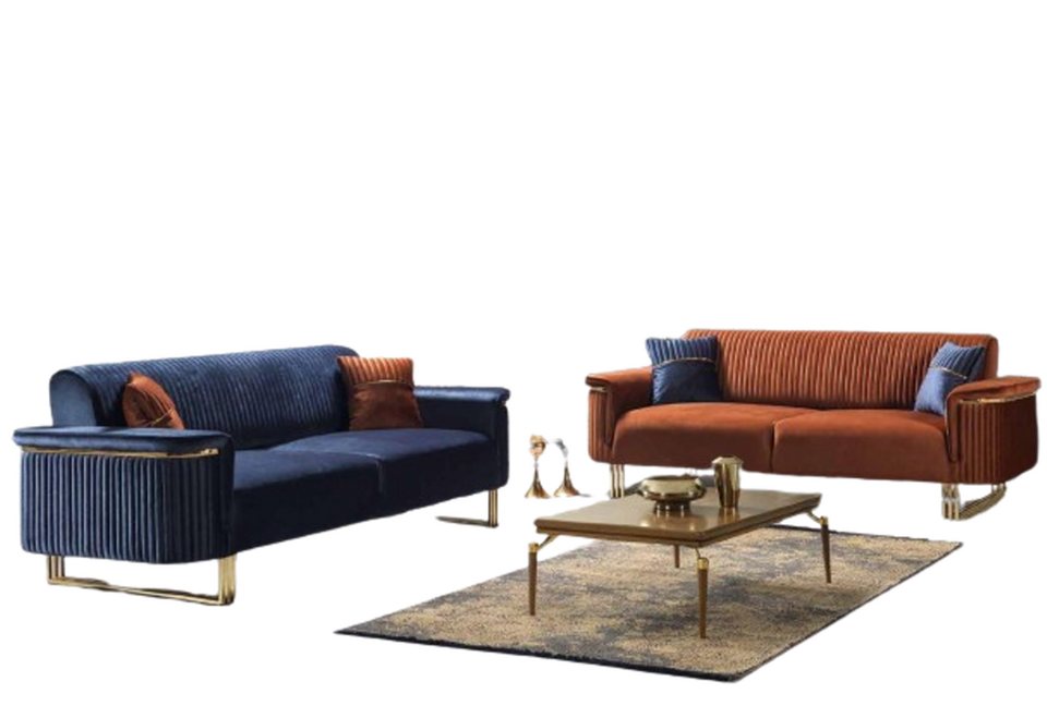Jvmoebel Wohnzimmer Set Blau Oranges Wohnzimmer Sofa Set Designer