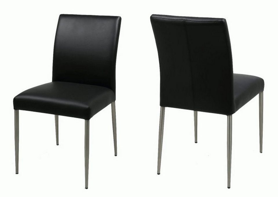 Ebuy24 Esszimmerstuhl 2er Set Saka Esszimmerstuhl Schwarz Leder