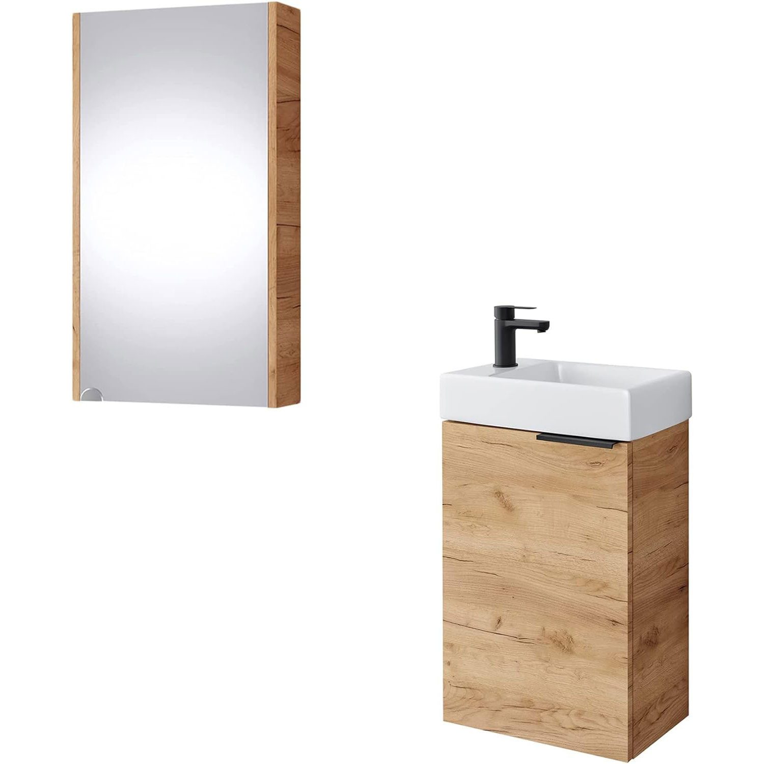 Planetmöbel Badmöbel Set Badmöbel Set 40cm Mit Spiegelschrank Gold