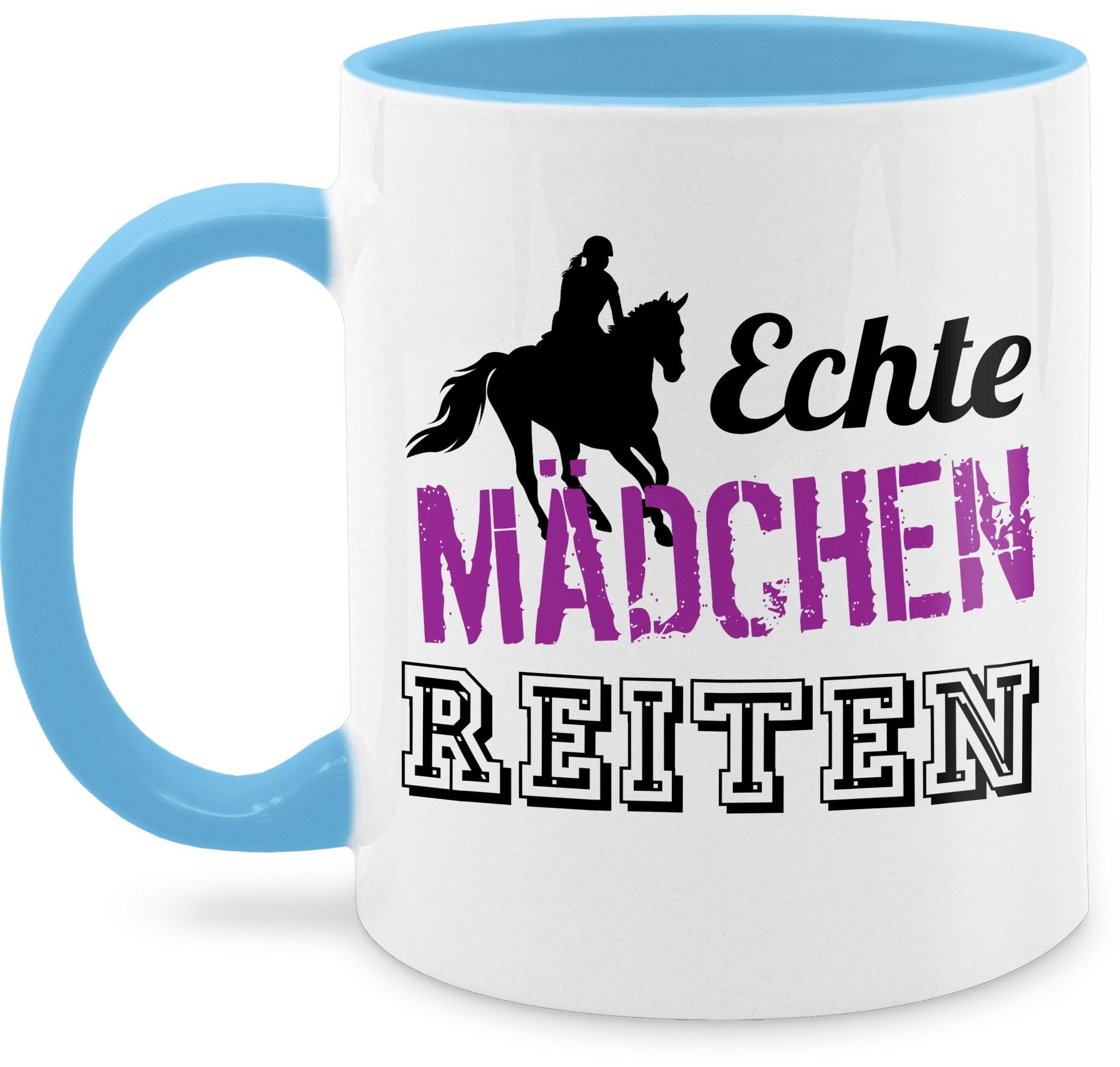 Shirtracer Tasse Echte Mädchen Reiten Lila Kaffeetasse Mit Spruch
