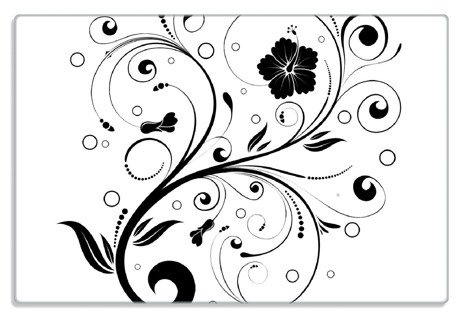 Wallario Frühstücksbrett Schnörkelmuster In Schwarz Weiß Mit Blumen Und