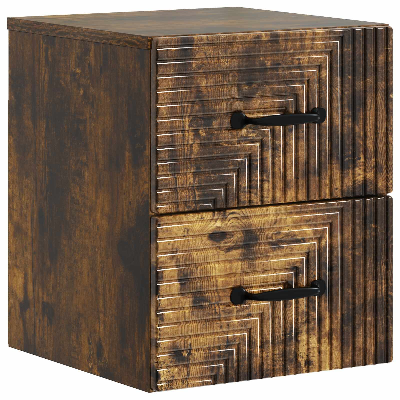 vidaXL Nachttisch Wandmontierter Nachttisch Geräucherte Eiche 33 x 34,5 ...