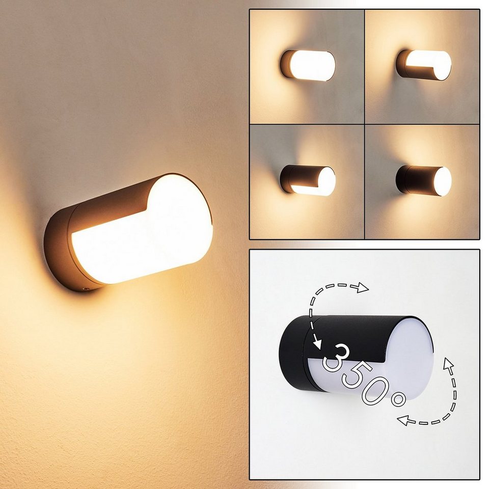 Hofstein Außen Wandleuchte Isca Led Außenlampe Aus Metall In Schwarz