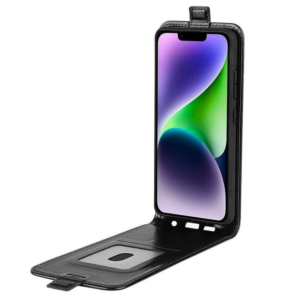 Wigento Handyhülle Für Apple Iphone 15 Fliptasche Schwarz Hülle Cover