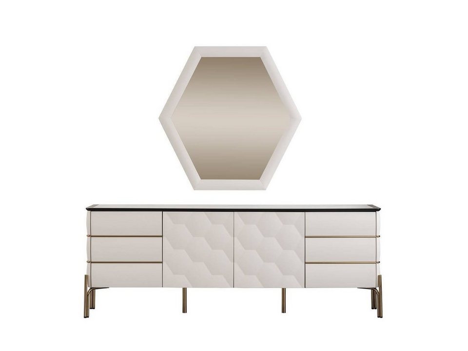 Jvmoebel Sideboard Esszimmer Garnitur Designer Weißes Sideboard Großer