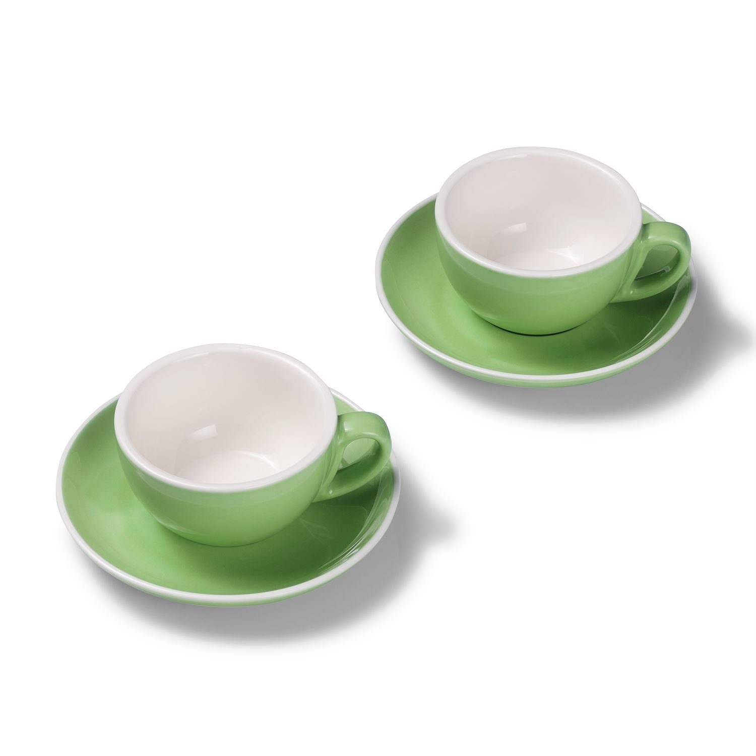 Terra Home Cappuccinotasse 2er Cappuccinotassen Set Grün Glossy 200 Ml