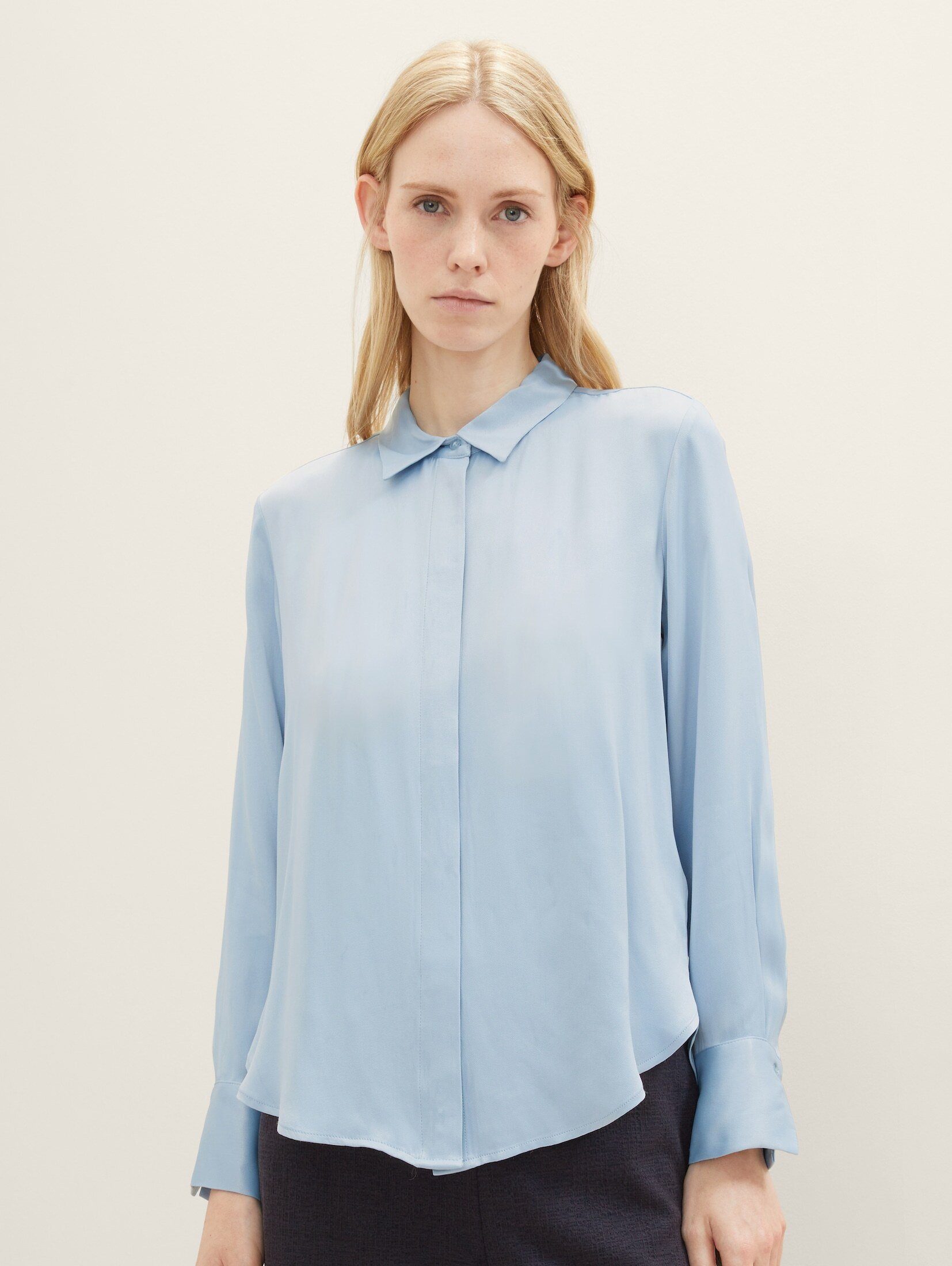 Tom Tailor Langarmbluse Bluse Mit Verdeckter Knopfleiste