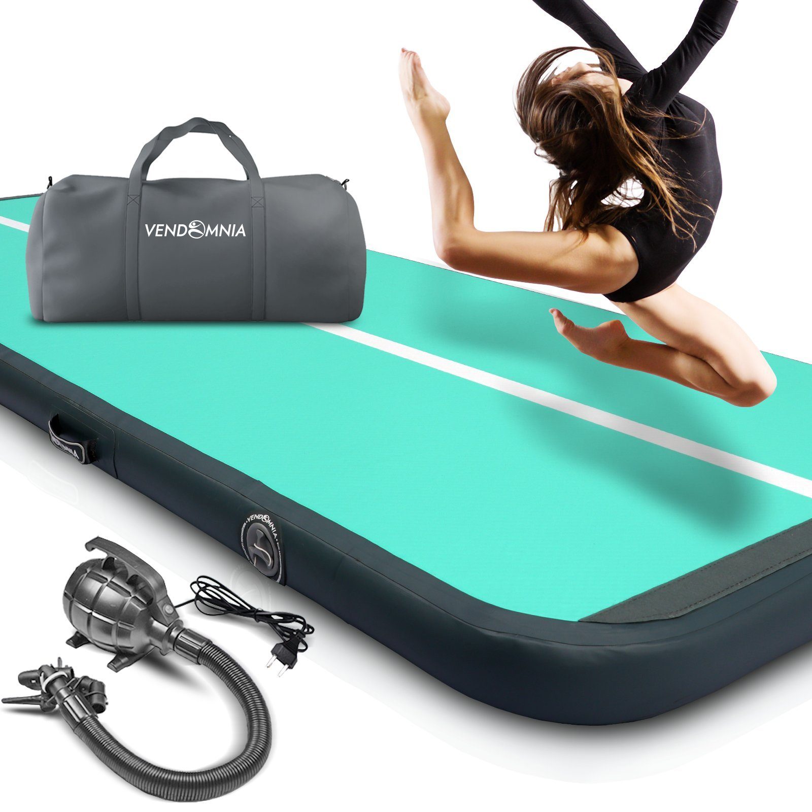 VENDOMNIA Gymnastikmatte AIRTRACK - Fitness Sport 1/2/3/4/5/6/7/8m Farbwahl (elektrische ...