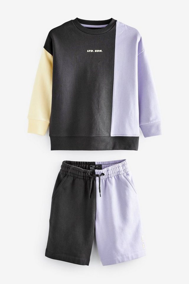 Next Sweatanzug Farbblock Shorts Und Rundhalsoberteil Im Set 2 Tlg