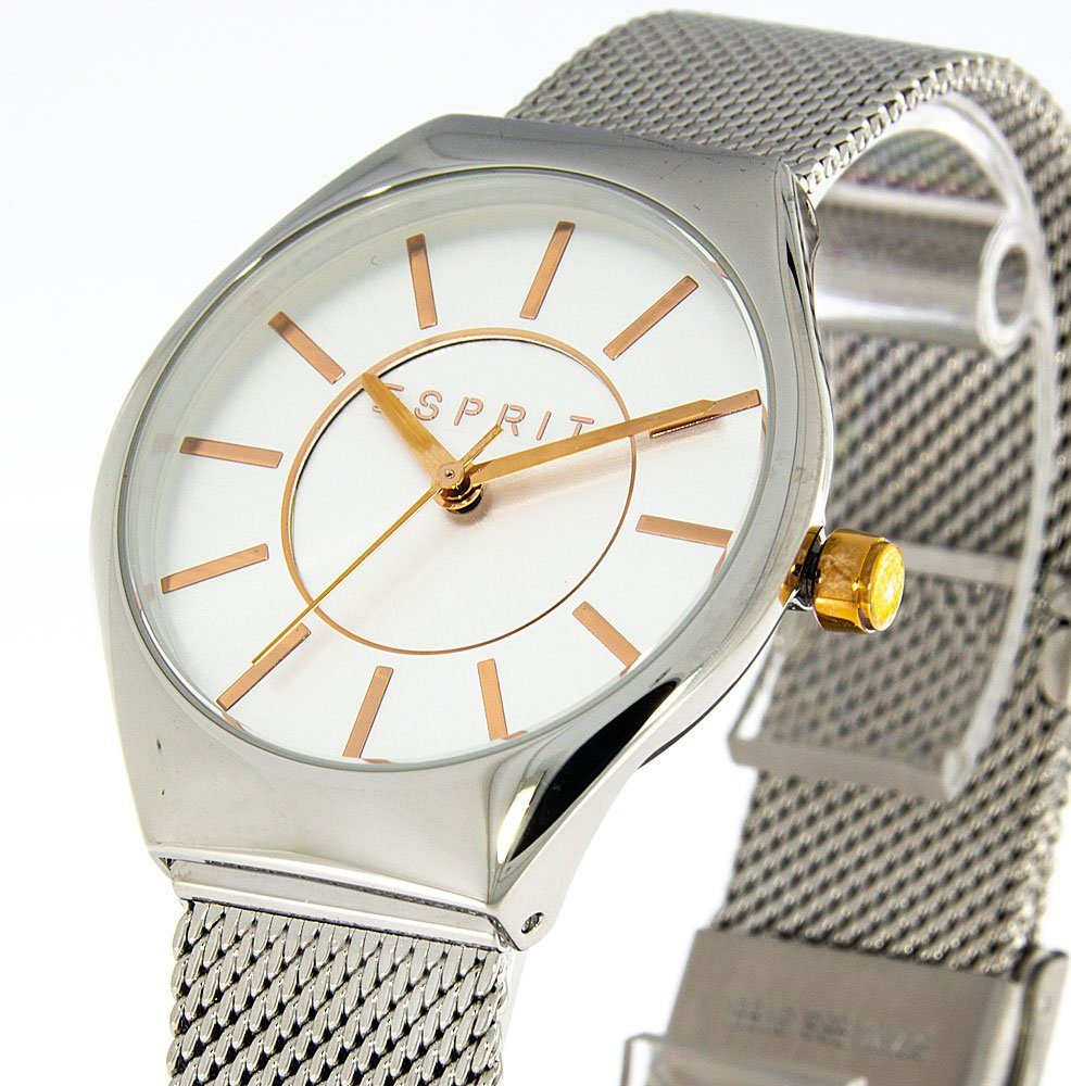 Esprit Quarzuhr ESPRIT Damenuhr ES1L004M0045, silberfarbenes Zifferblatt