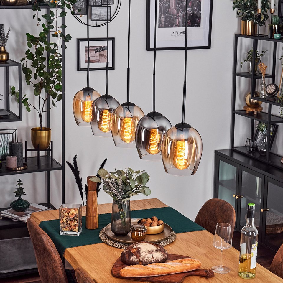 Hofstein Pendelleuchte Pendellampe Aus Metallglas In Schwarzbernstein