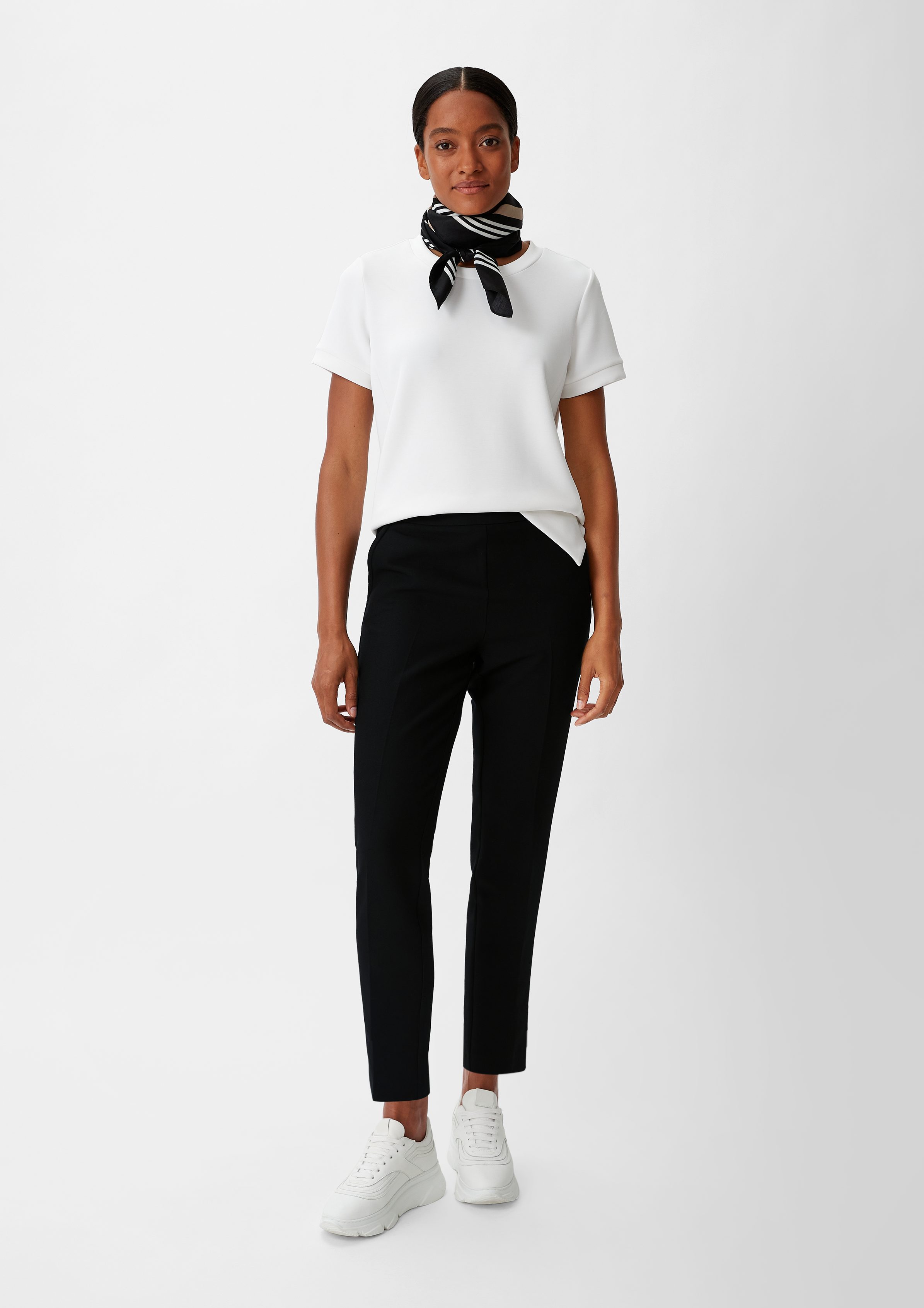 comma casual identity Stoffhose Cigarette Pants mit Elastikbund Logo