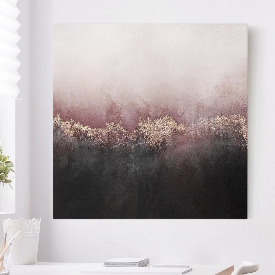 Bilderdepot24 Leinwandbild Kunstdruck Abstrakt Modern Gold Dämmerung