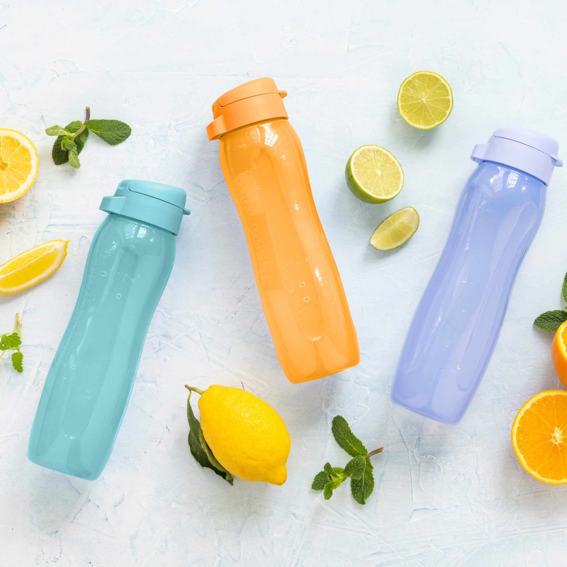 TUPPERWARE Trinkflasche Tupperware Eco Easy Trio Trinkflaschen 3er Set je 750ml