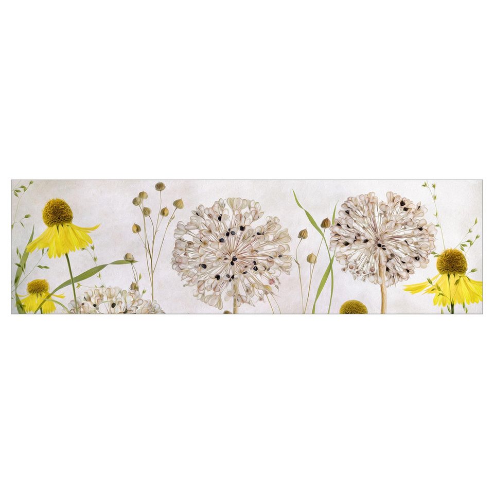 Bilderdepot24 Küchenrückwand Beige Dekor Blumen Landhaus Kunst Vintage