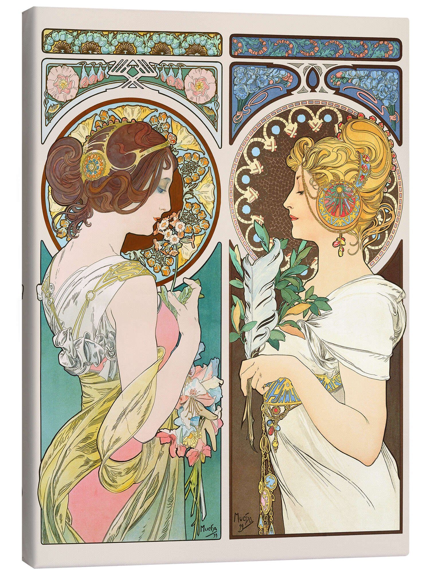 Posterlounge Leinwandbild Alfons Mucha Schlüsselblume And Feder