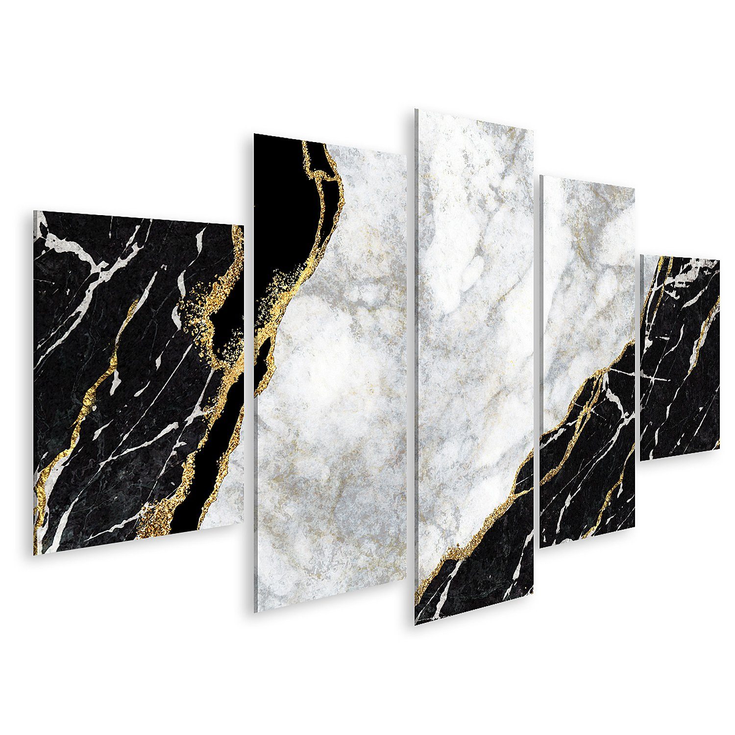 islandburner Leinwandbild »Bild auf Leinwand Luxus Abstrakter Hintergrund Schwarz-Weißer Marmor ...