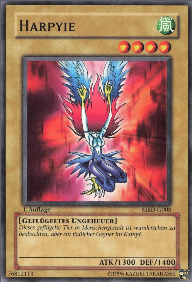 Recollectibles Sammelkarte Yugioh Karte Harpyie V 1 Deutsch Yu Gi Oh