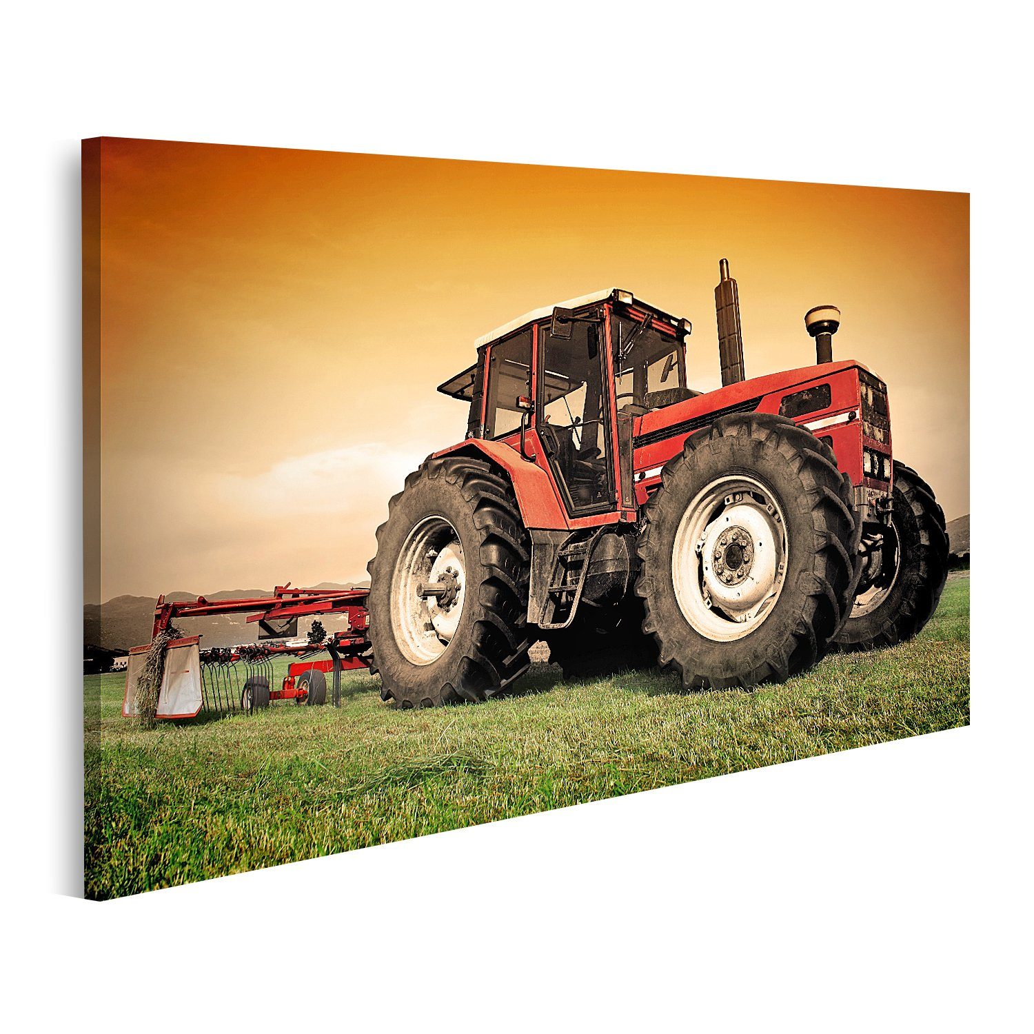 islandburner Leinwandbild Bild auf Leinwand Alte Traktoren Auf Der Wiese Wandbild Leinwandbild