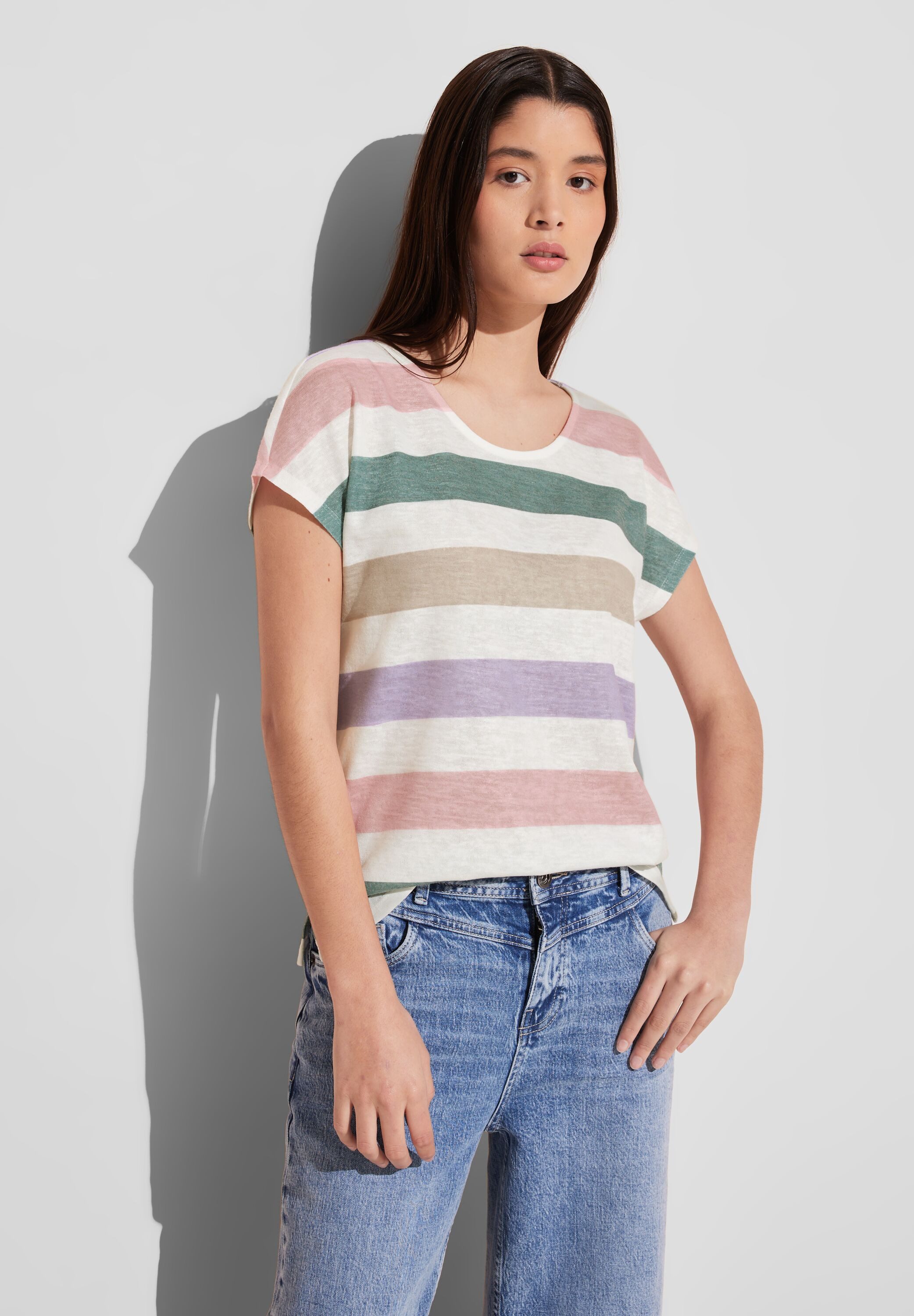 Street One Shirttop Mit Mehrfarbigen Streifen Für Einen Freizeit Look