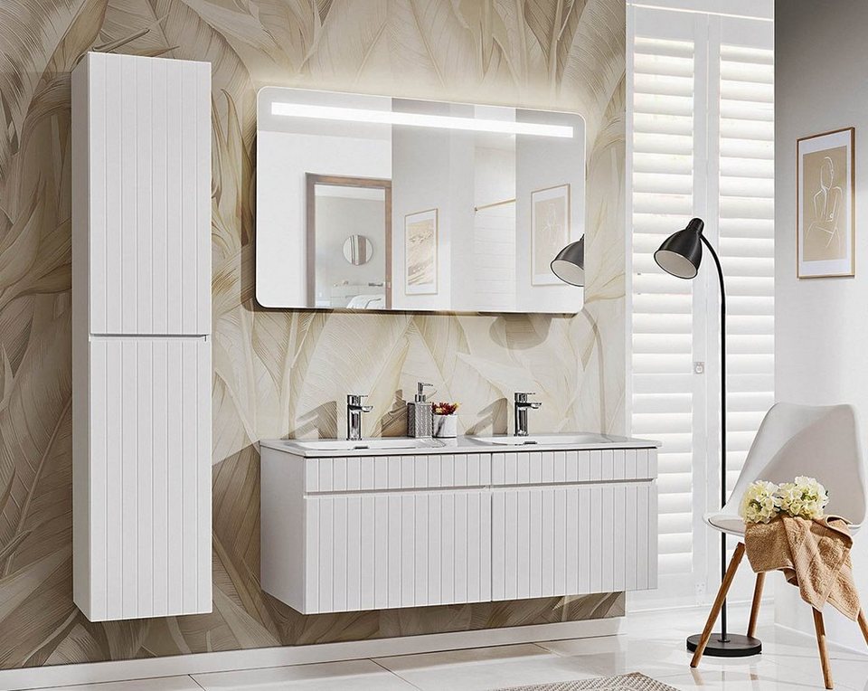 Einfachgutemoebel Waschtisch Set Badezimmer Vittavla 120cm Set 3 Tlg