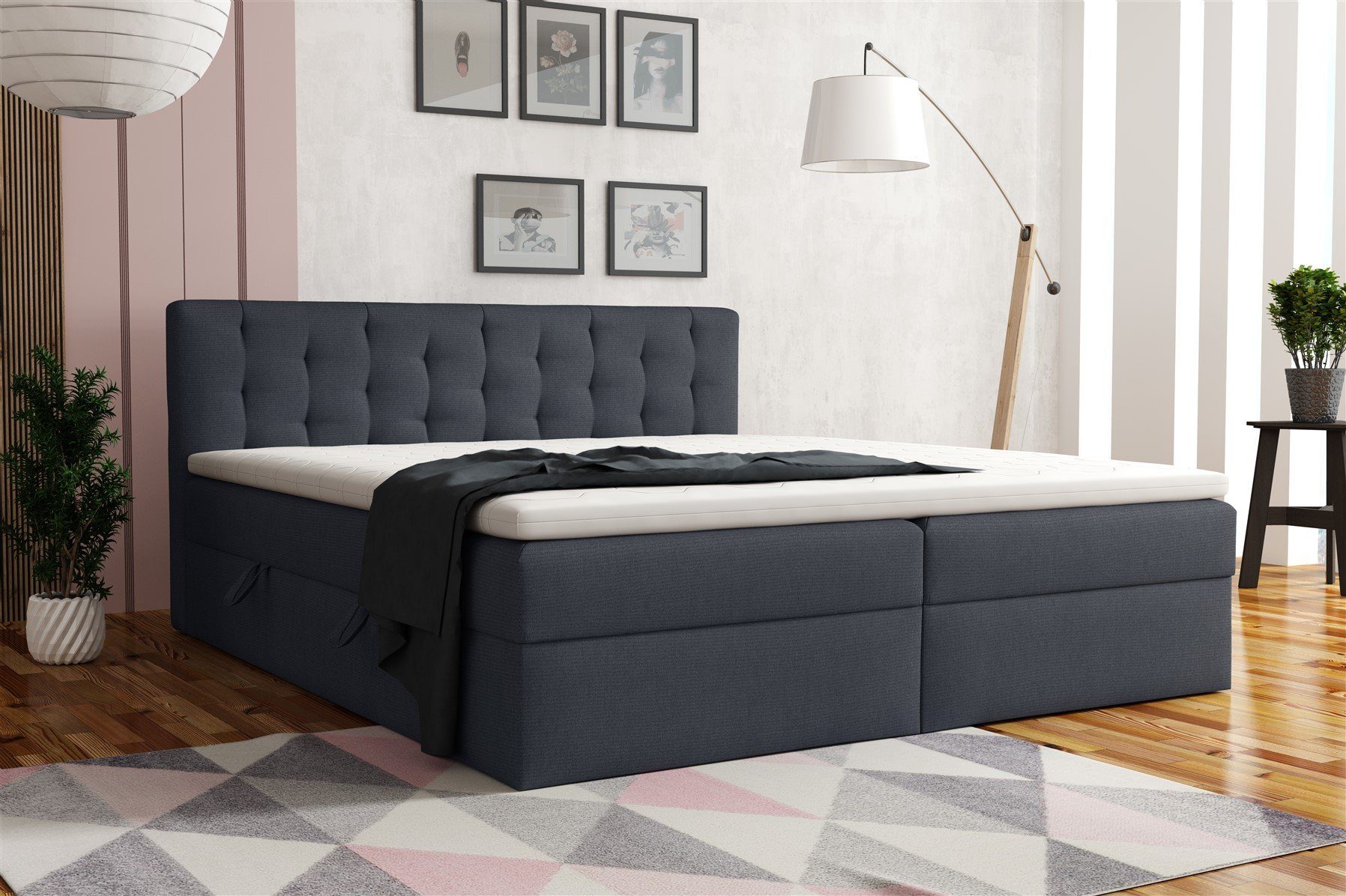 Fun Möbel Boxbett Schlafzimmerbett Diago In Stoff Soro Anthrazit