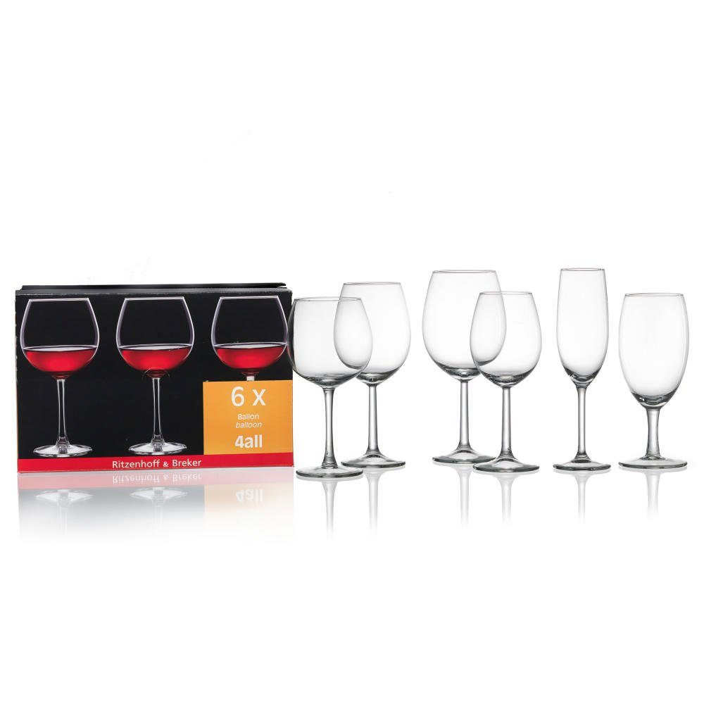 Ritzenhoff & Breker Rotweinglas 4All 6er-Set, Glas, spülmaschinengeeignet