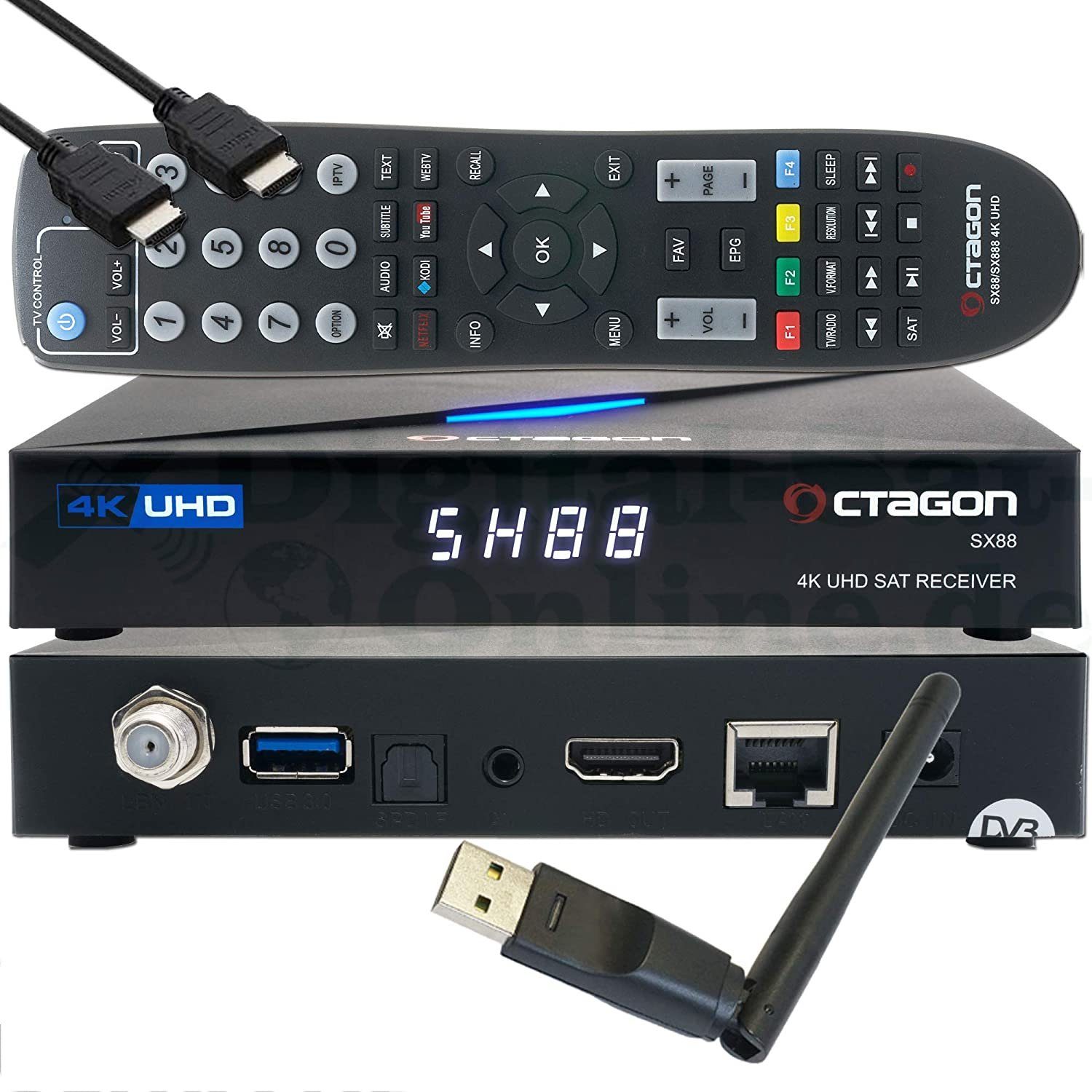 OCTAGON SX88 4K UHD S2+IP Multistream SAT Receiver + 150 Mbits Wifi ...