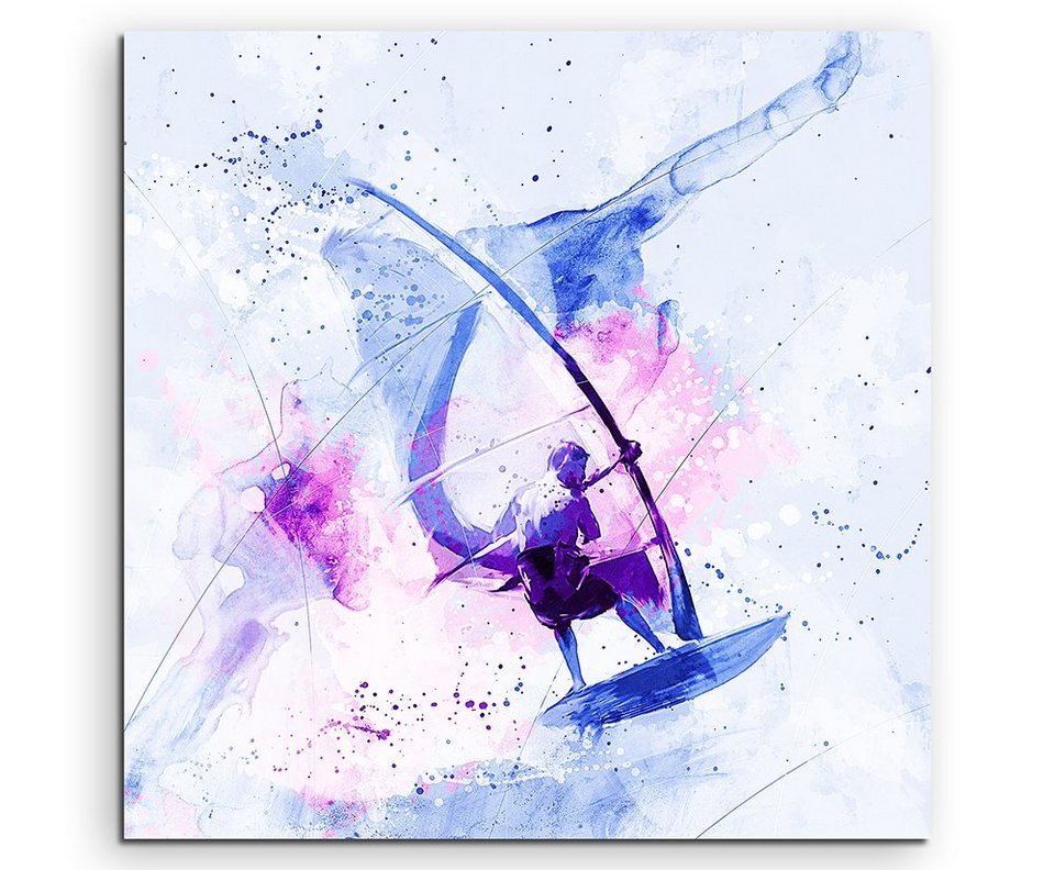 Sinus Art Leinwandbild Windsurfer I 60x60cm Aquarell Art Leinwandbild