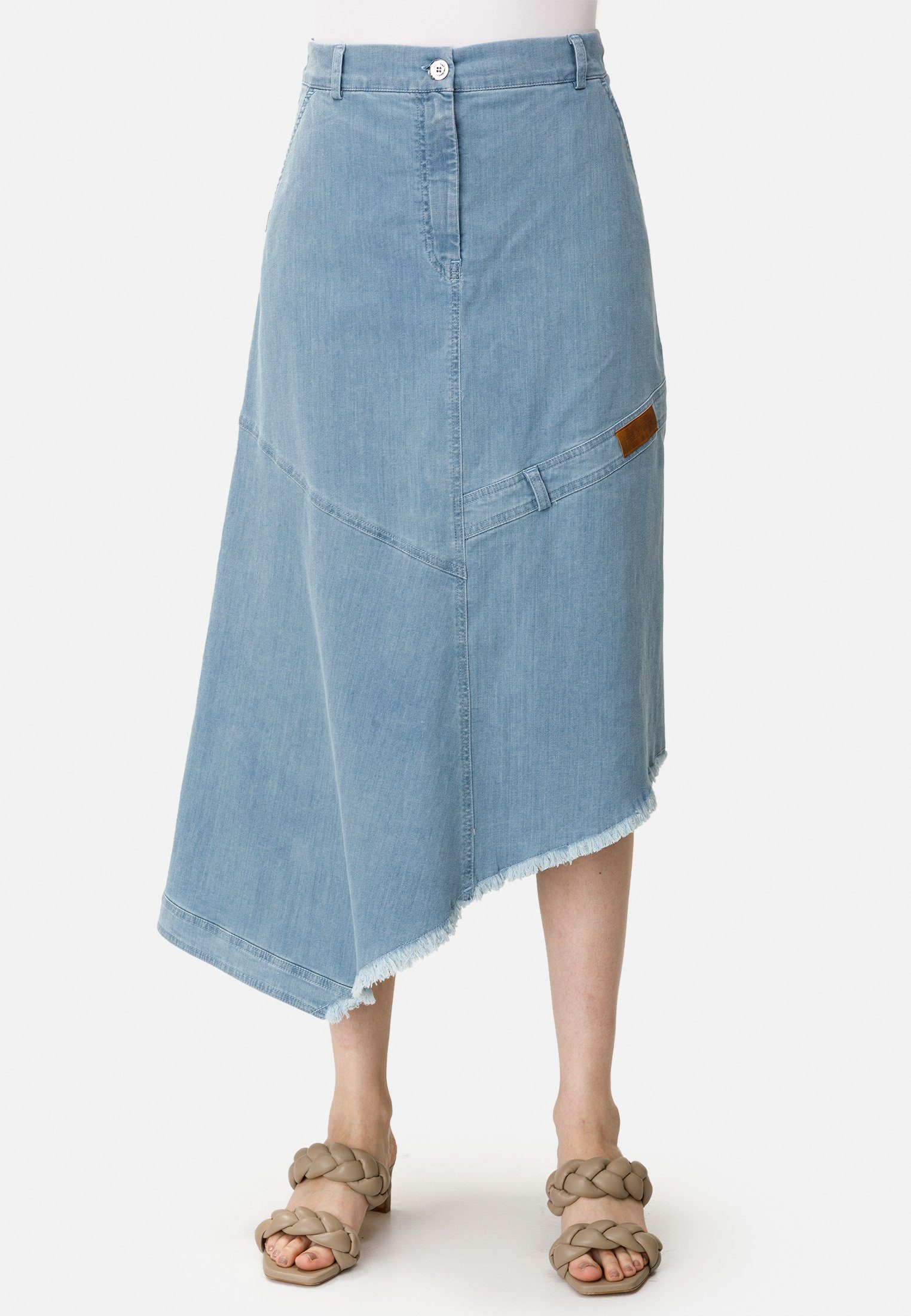 HELMIDGE Jeansrock Denim rock mit Fransen