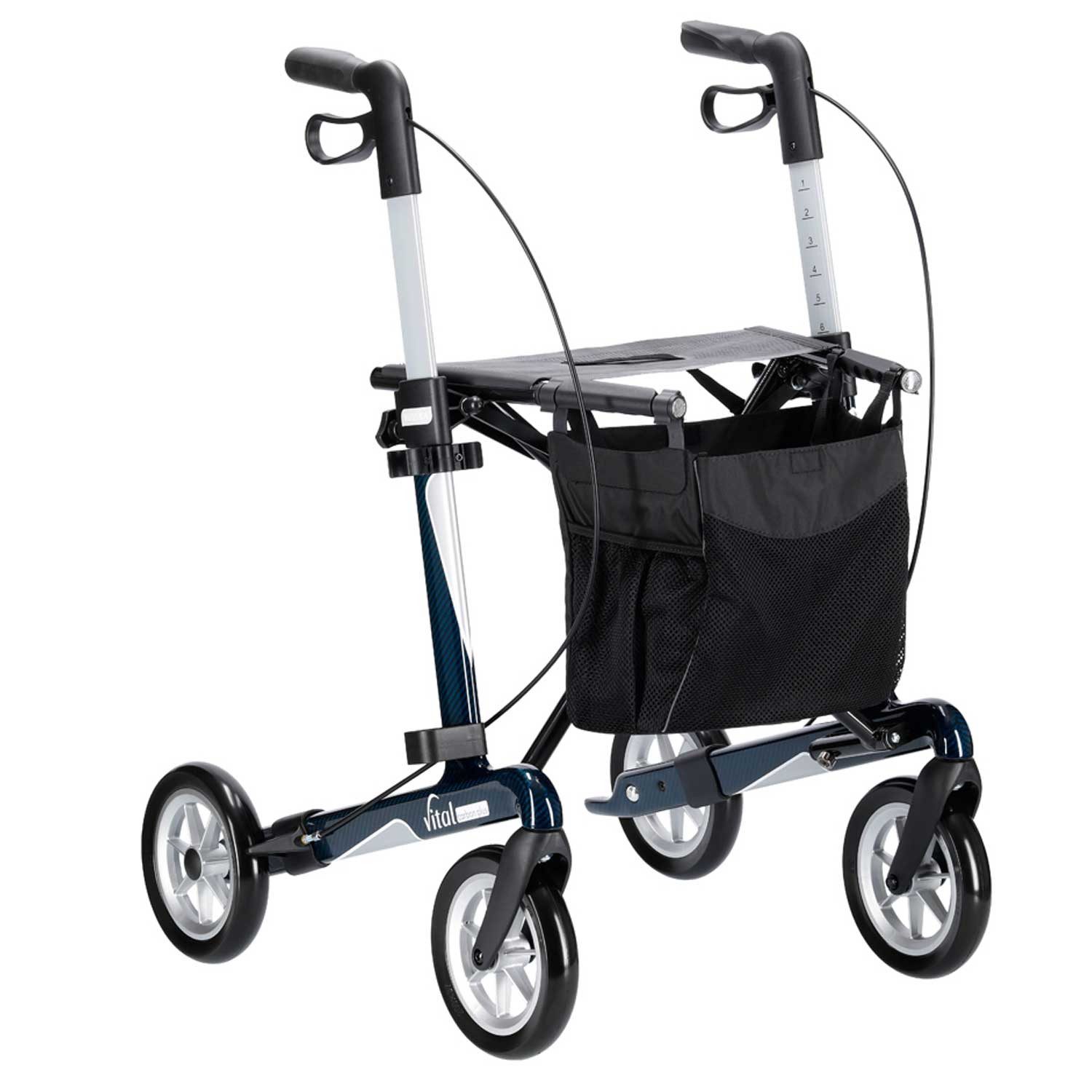 RUSSKA Rollator Russka Rollator Vital Carbon Plus - Saphirblau 62 cm Sitzhöhe