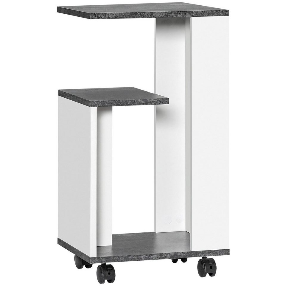 Homcom Nachttisch Mit 360° Rollen 3 Regale 35 Cm X 295 Cm X 655 Cm