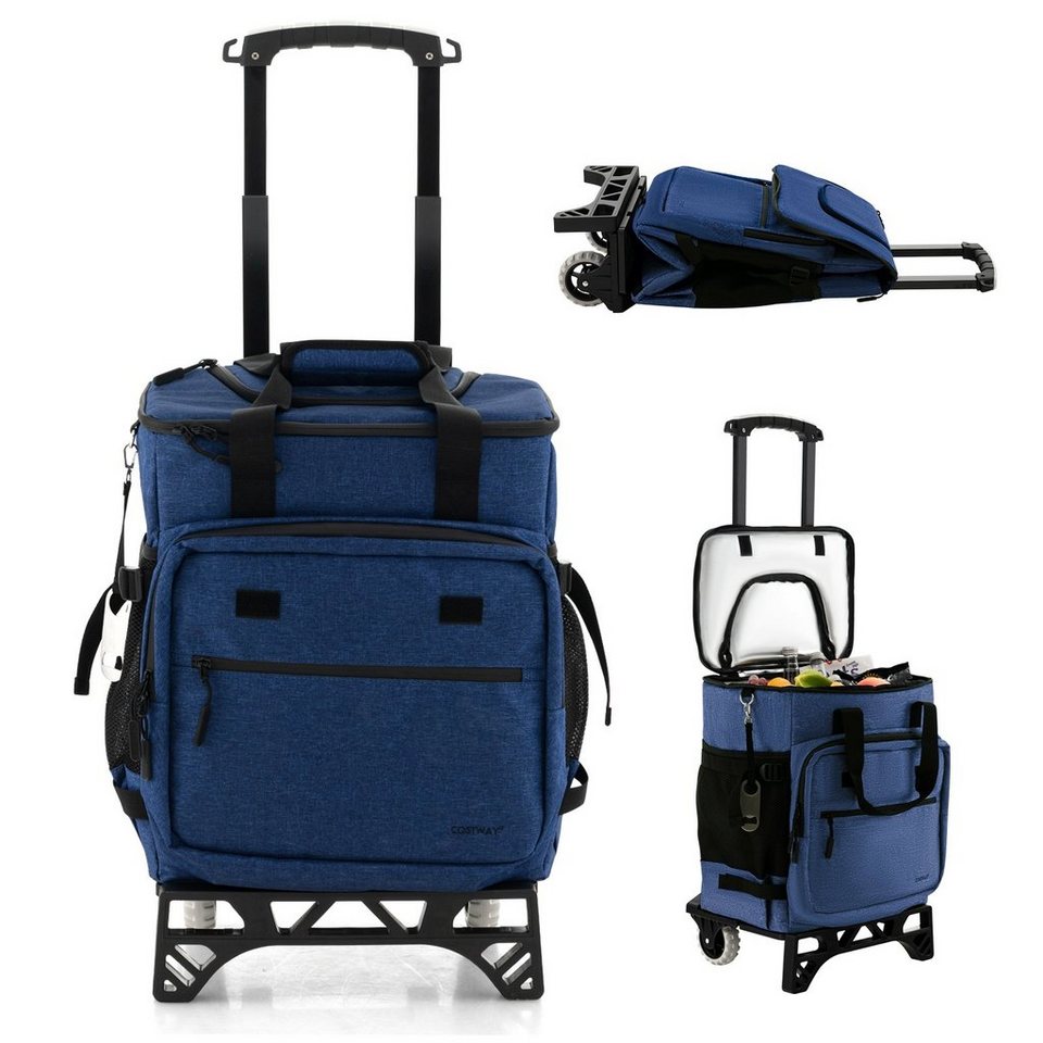 Costway Einkaufstrolley 40 L 3in1 Kühltasche Mit Rollen