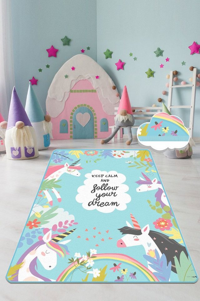 Teppich Cute Unicornchl Bunt 80 X 120 Cm 100 Samtstoff Conceptum