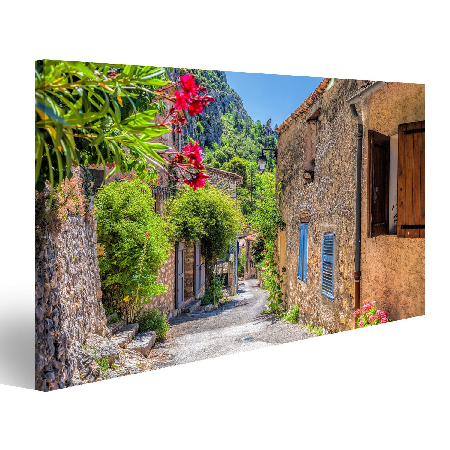 islandburner Leinwandbild Bild auf Leinwand Moustiers Sainte Marie Dorfstraße Provence Frankreic