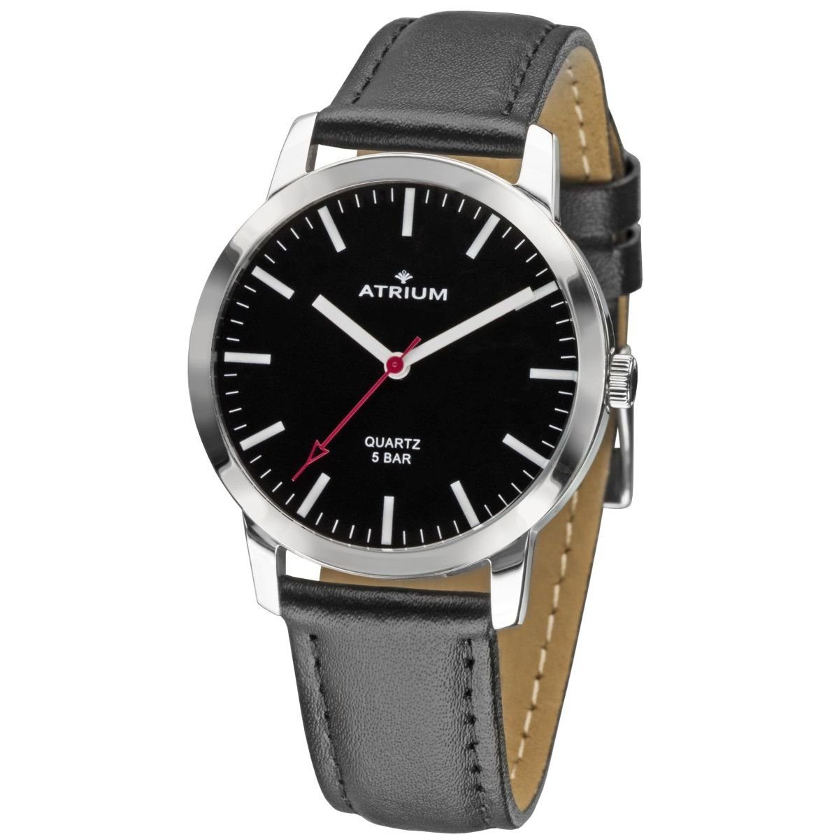 Atrium Quarzuhr A22-11, roter Sekundenzeiger, extra deutliches Zifferblatt