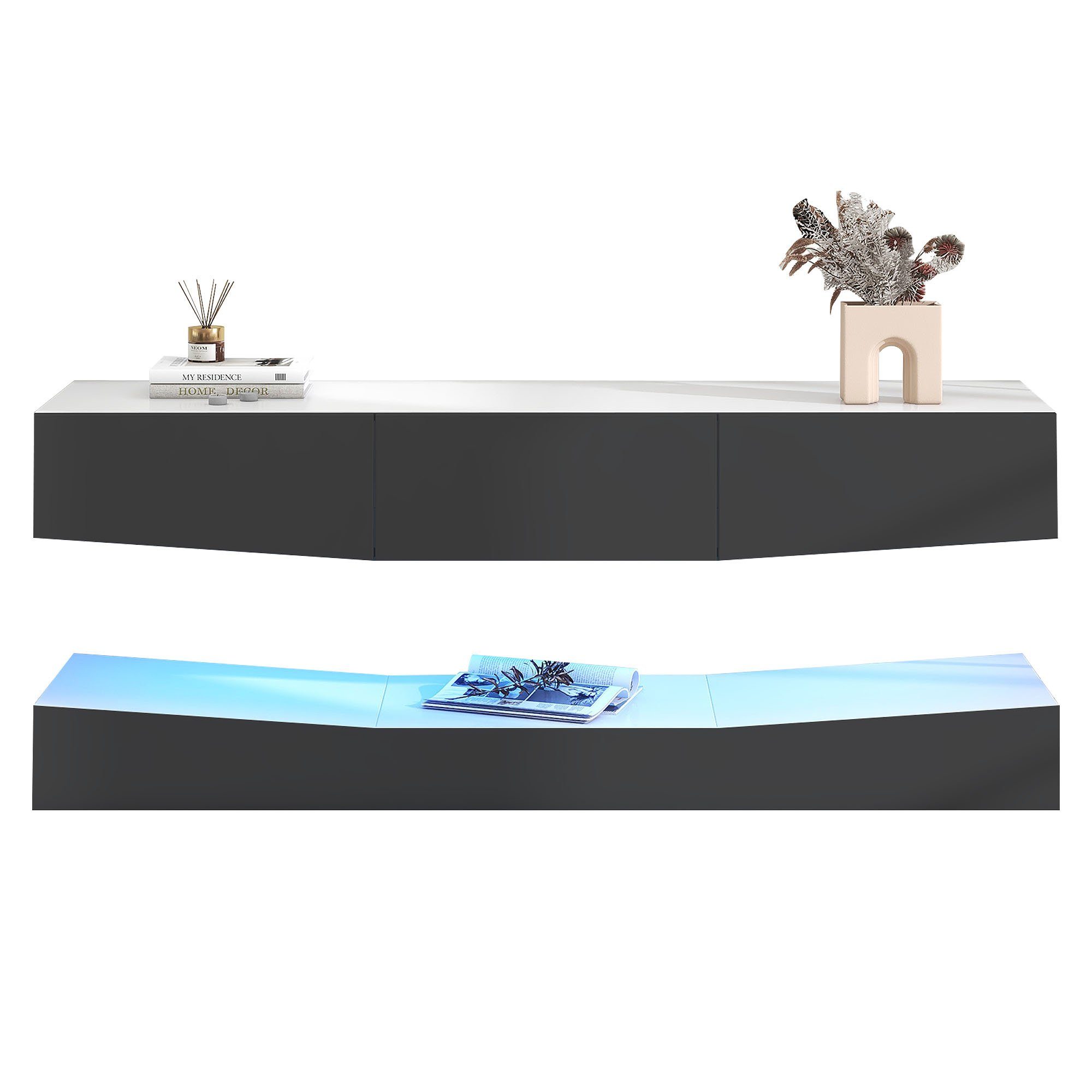 Merax Lowboard Hochglanz Front Mit Led Inkl Fernbedienung 2 St Tv